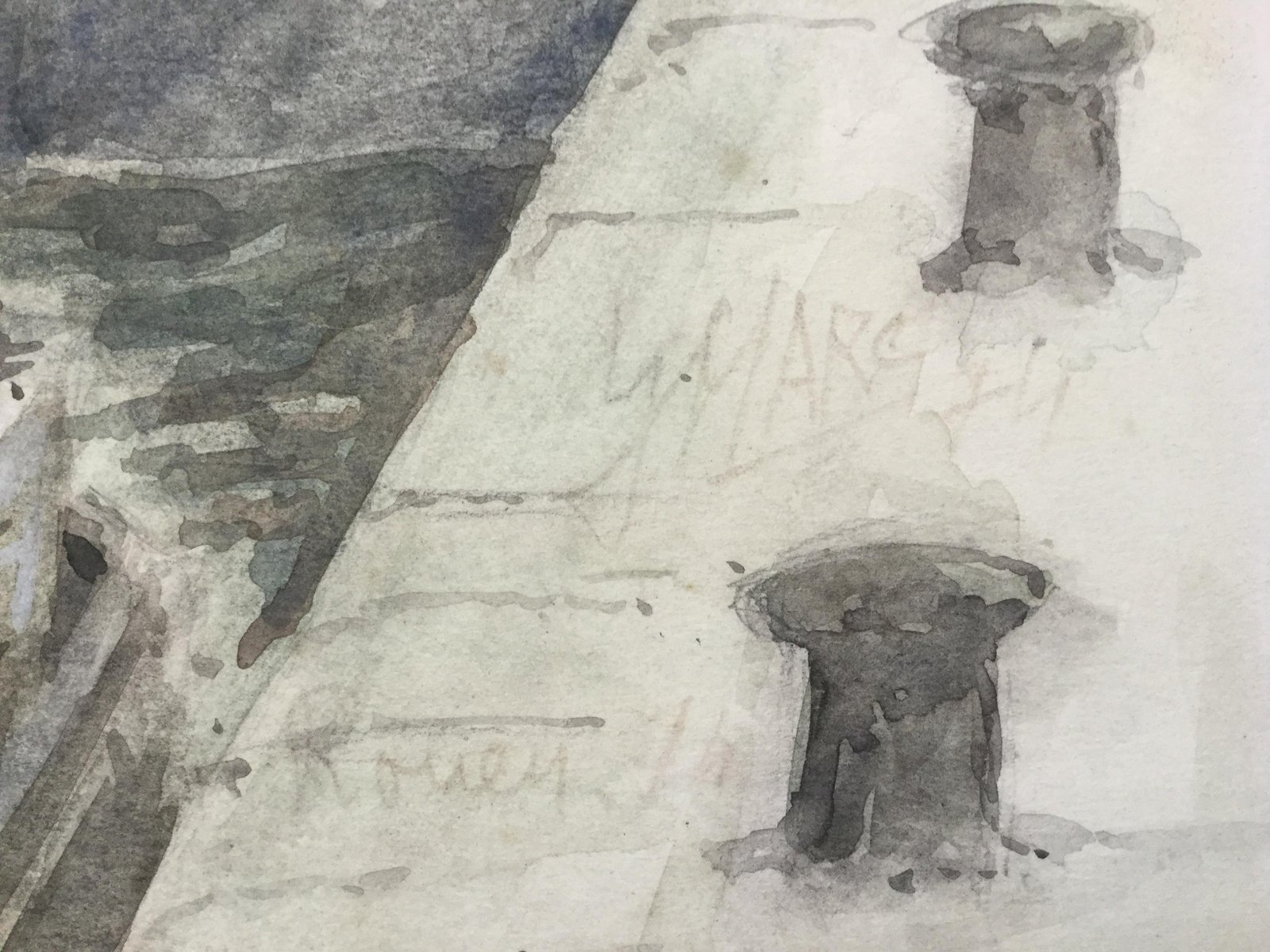 Guy Marc, Rouen Harbour, 1974, Watercolour on Cardboard for sale at Pamono