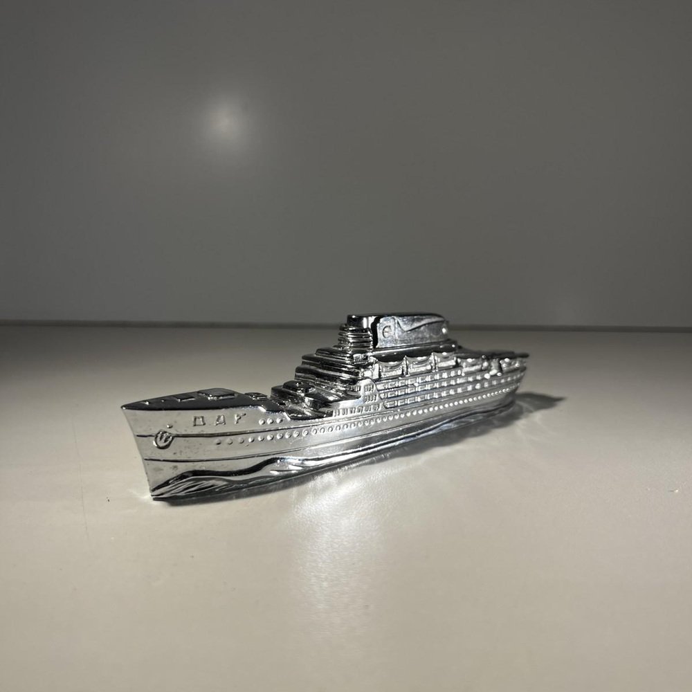 Art Deco Cruise Liner Table Lighter in Chromed Steel from MTC, 1930s ...