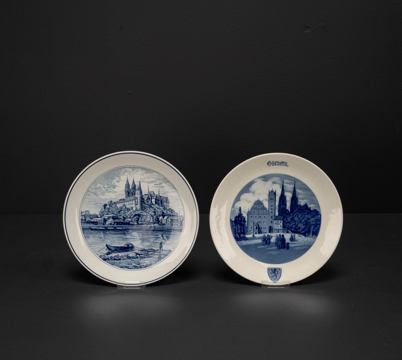 Hand-Painted Porcelain Plates with City Motifs from Meissen, 2010s, Set ...