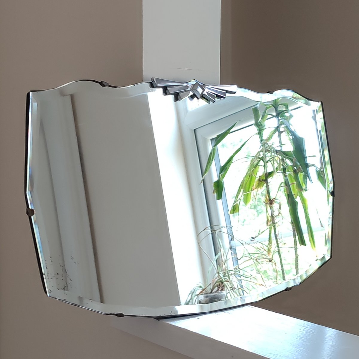 Art Deco Wall Mirror with Bevelled Frameless Edge and Diamond Chrome ...