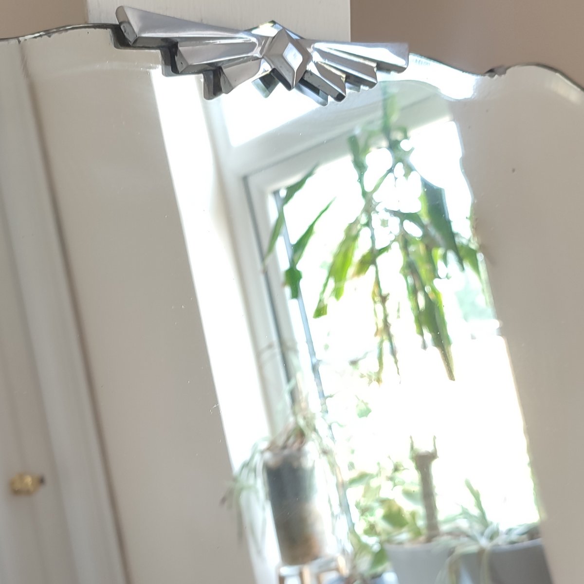 Art Deco Wall Mirror with Bevelled Frameless Edge and Diamond Chrome ...