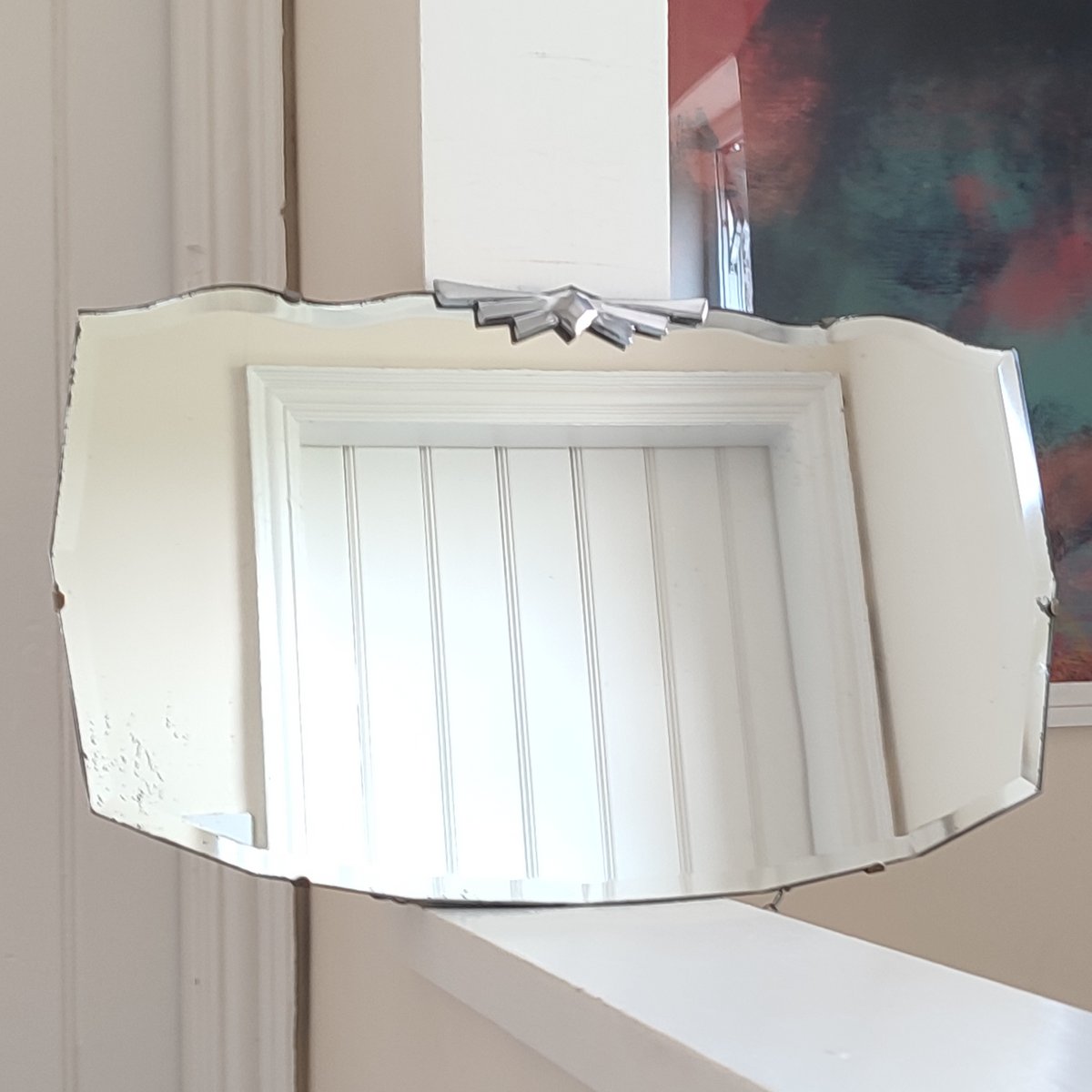 Art Deco Wall Mirror with Bevelled Frameless Edge and Diamond Chrome ...