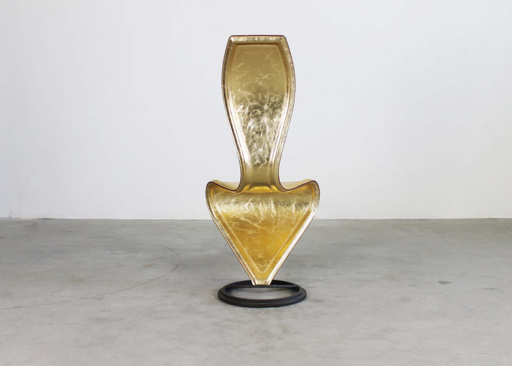 S-Chair in Gold Leather and Metal Structure by Tom Dixon for Cappellini ...