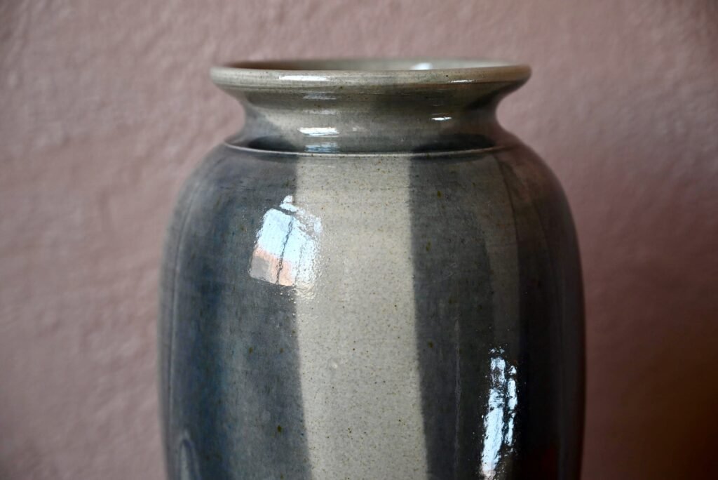 Large Vase in Blue-Grey Stoneware by Vincent Pirard, Soufflenheim ...