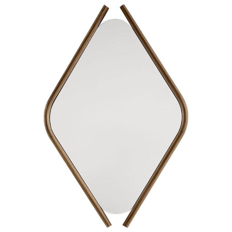 Small Walnut Wood Eye Mirror by Morica Design for sale at Pamono