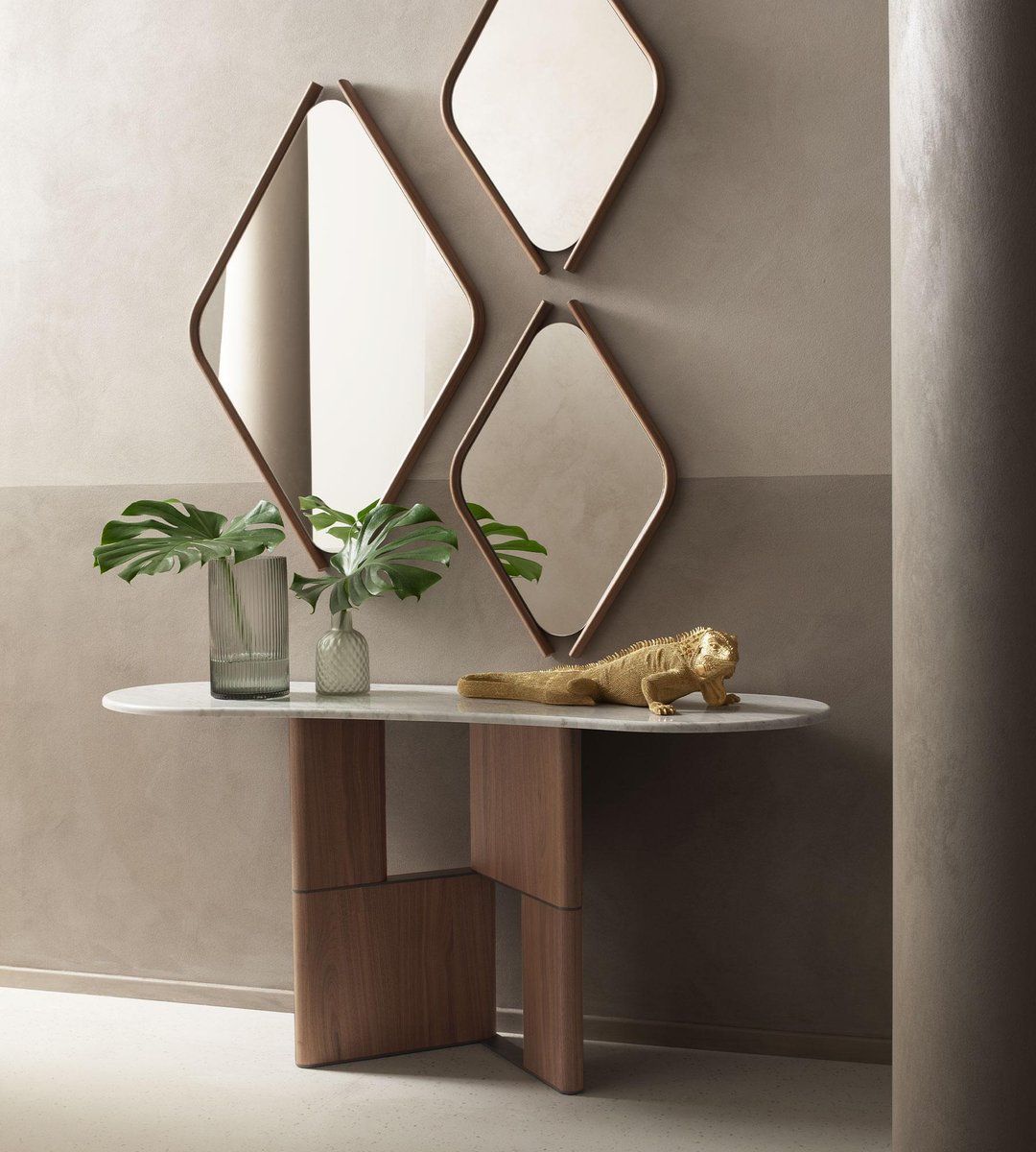 Tetris Walnut and Marble Console Table by Morica Design for sale at Pamono