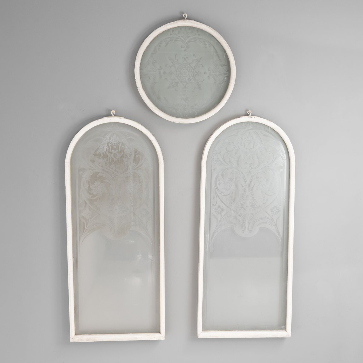 Etched Glass Windows, 1880s, Set of 3 for sale at Pamono