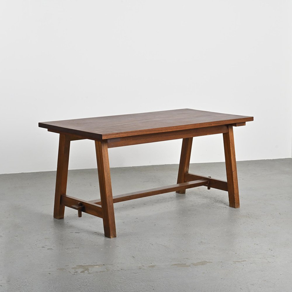 Mahogany Dining Table and Benches, France, 1960s, Set of 3 for sale at ...