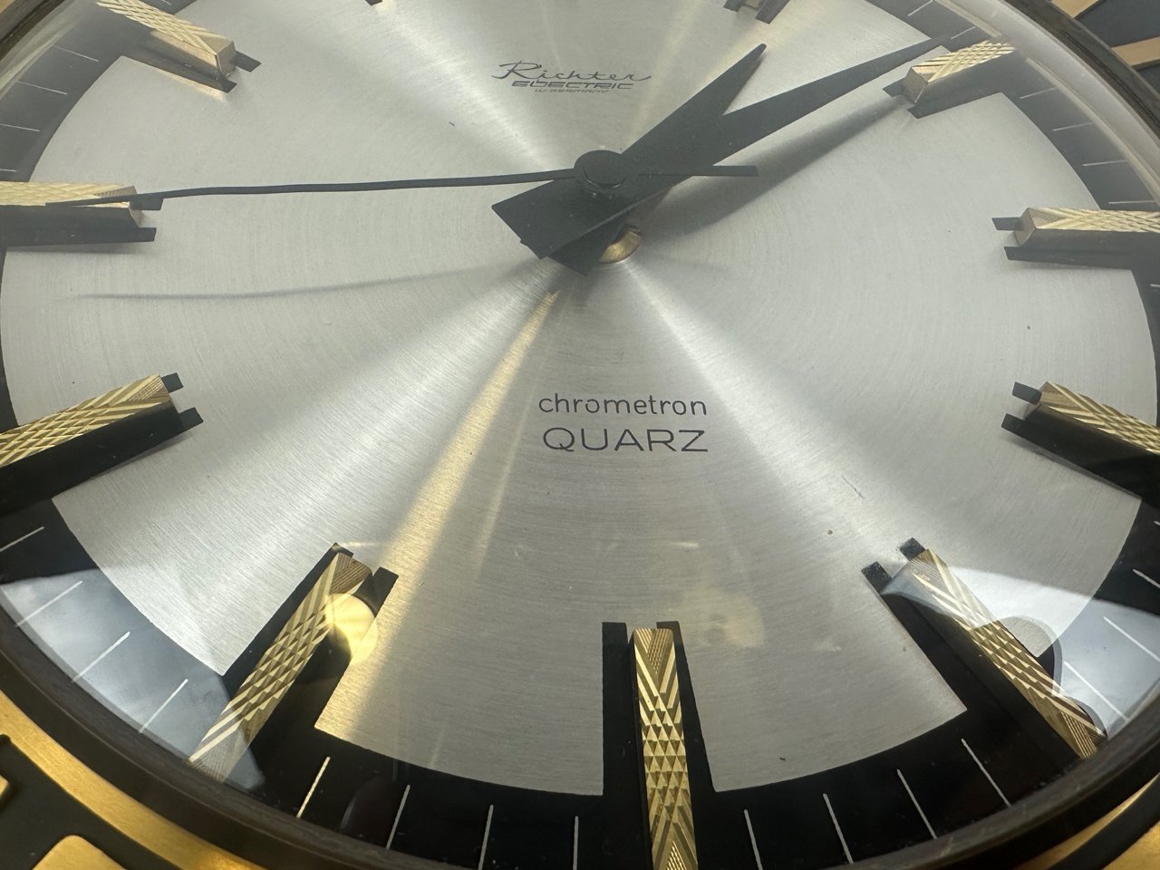 Mid-Century Modern Sunburst Wall Clock in Brass Chrometron from Richter ...
