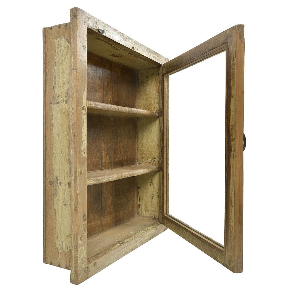 Wall Display Case in Patinated Wood for sale at Pamono