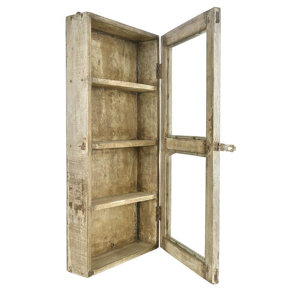 Small Wall Display Case in Patinated Wood for sale at Pamono