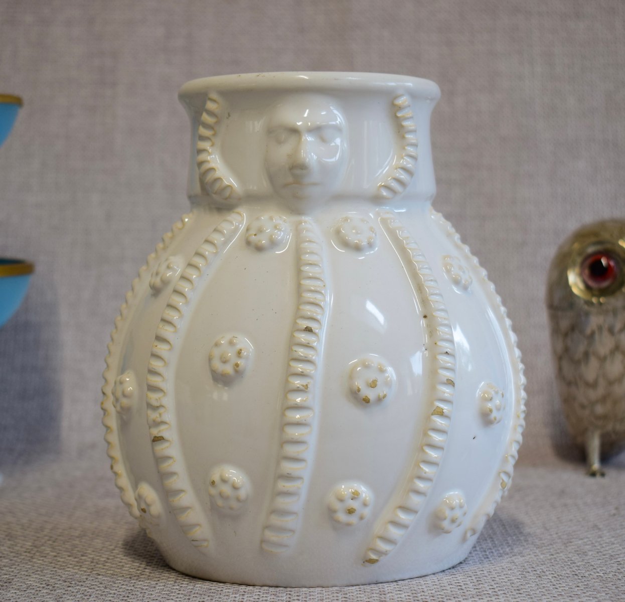Vintage French Ceramic Pitcher with Mask by Emile Tessier 1950s for ...