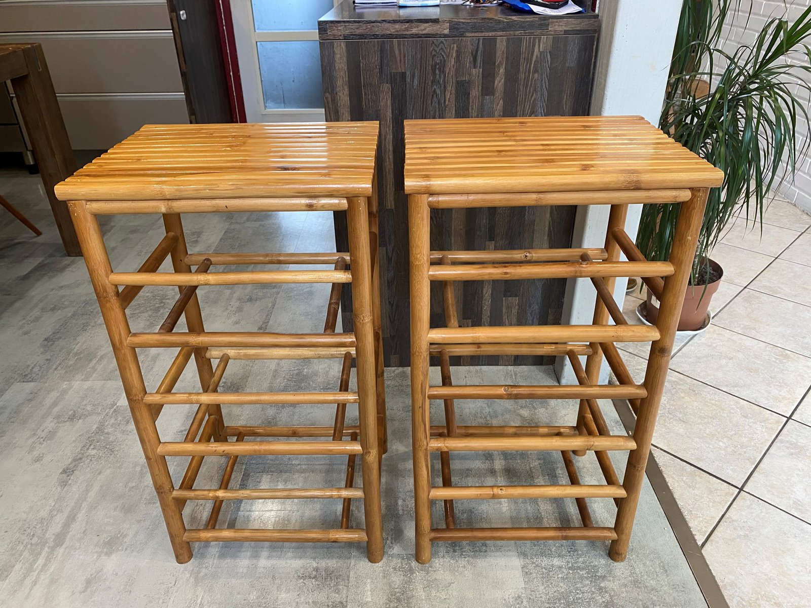 Vintage Bamboo High Bar Stools, 1970s, Set of 2 for sale at Pamono
