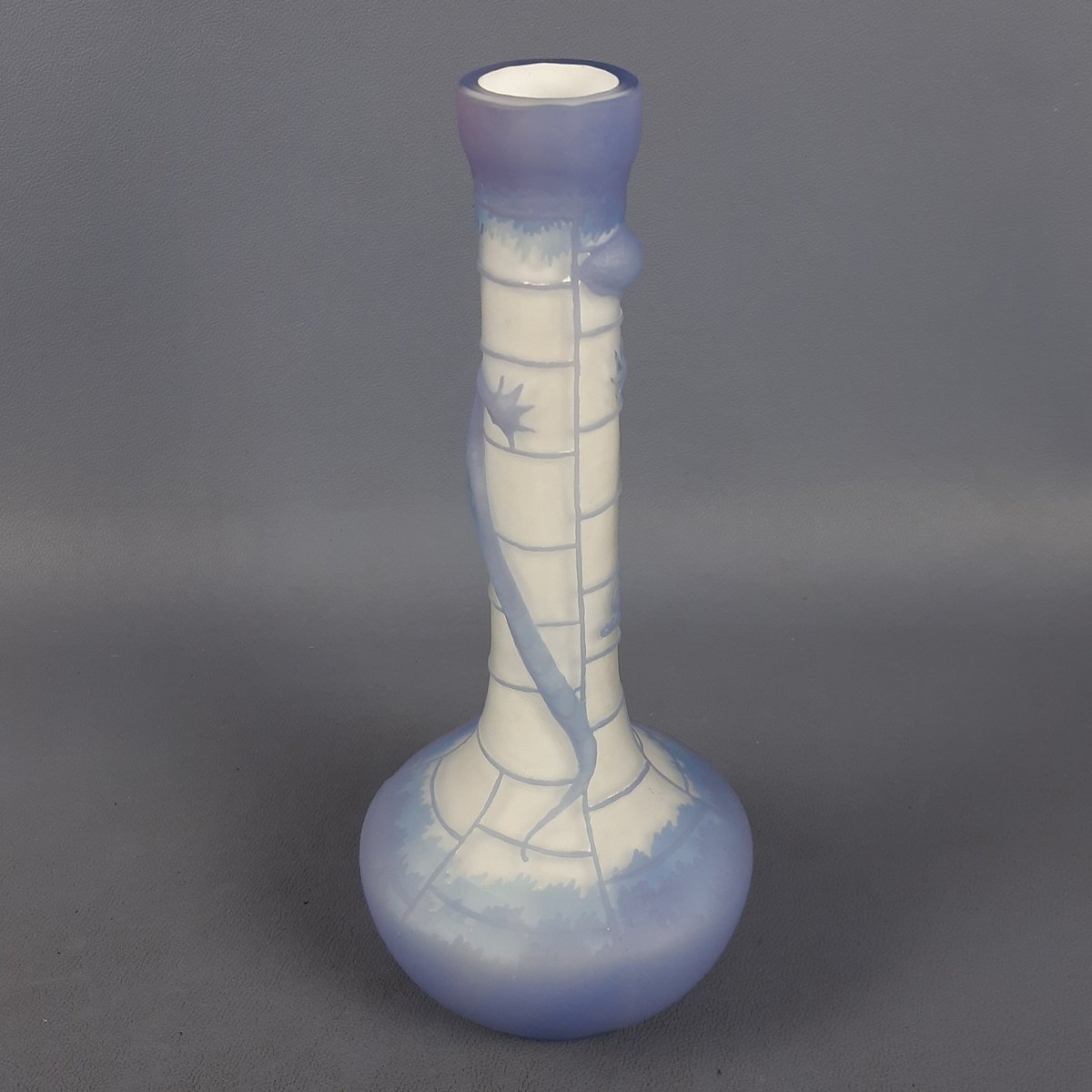 Art Nouveau Style Etched Glass Vase with Lizard in Relief, 1970s for ...