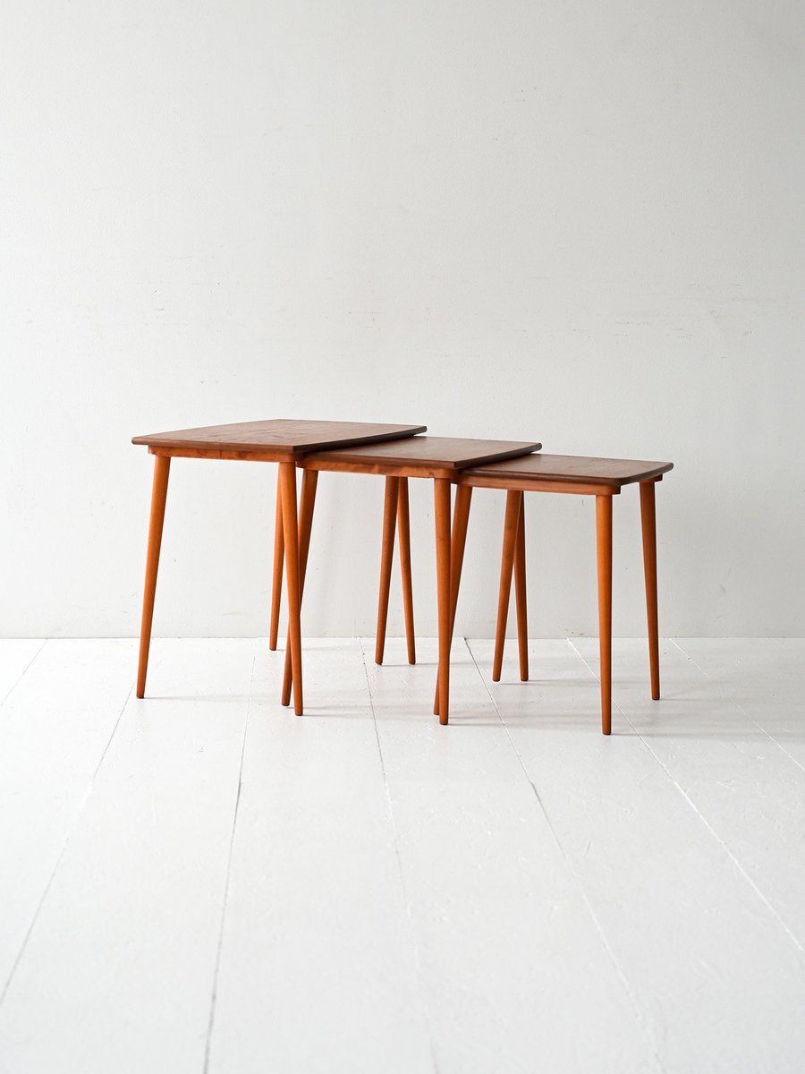 Scandinavian Coffee Tables with Sliding Interlocking System, 1950s, Set ...
