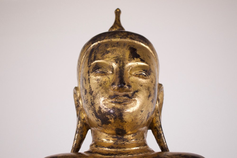 Burmese Artist, Large Standing Buddha in Pātra-Mudrā, 1800s, Wood for ...