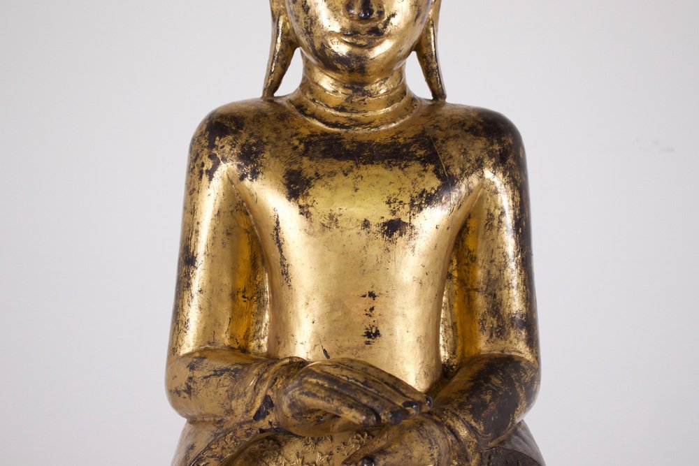 Burmese Artist, Large Standing Buddha in Pātra-Mudrā, 1800s, Wood for ...