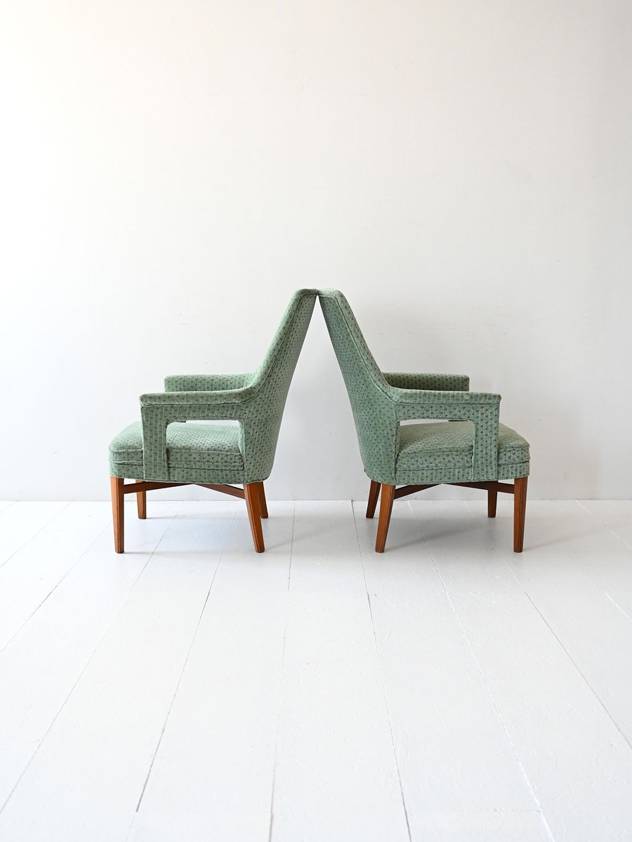 Set of Vintage Scandinavian Mint Green Chairs, 1950s for sale at Pamono