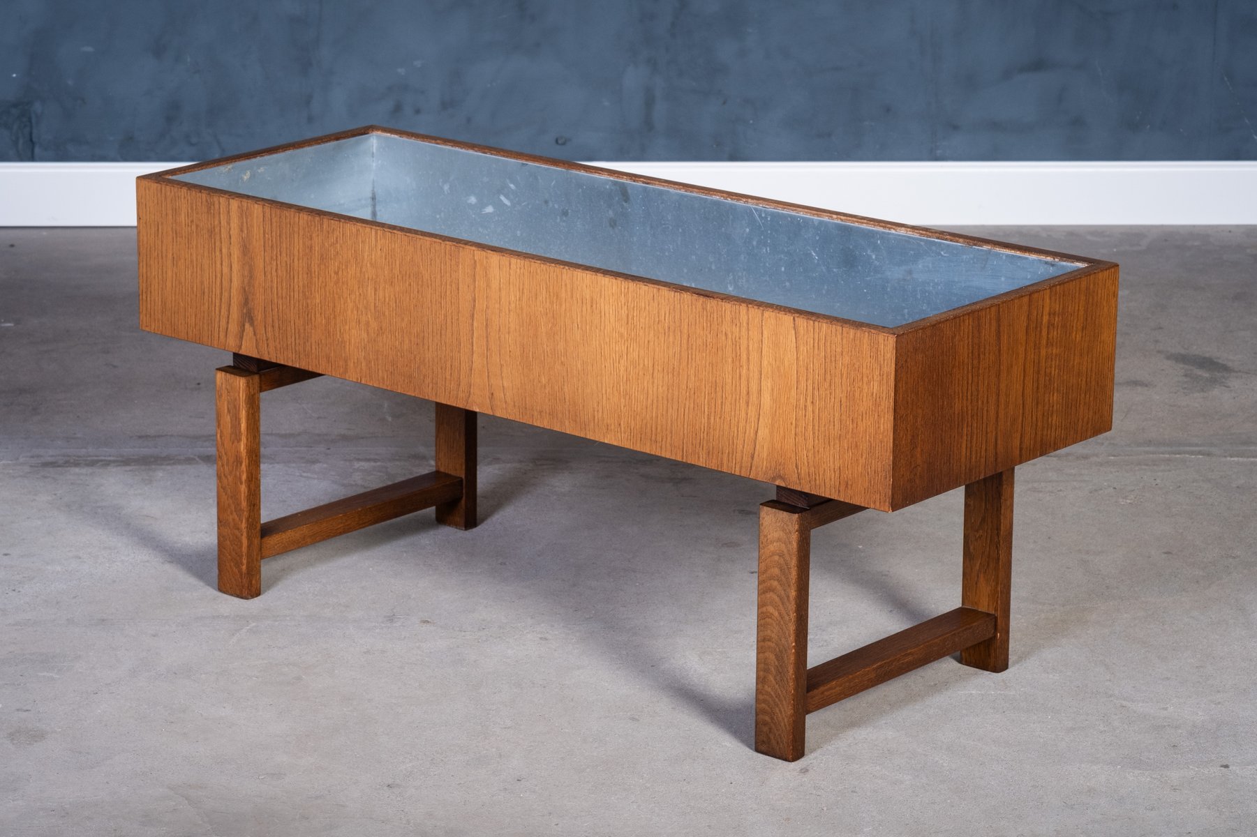 Oak Planter with Zinc Liner, Denmark, 1960s for sale at Pamono