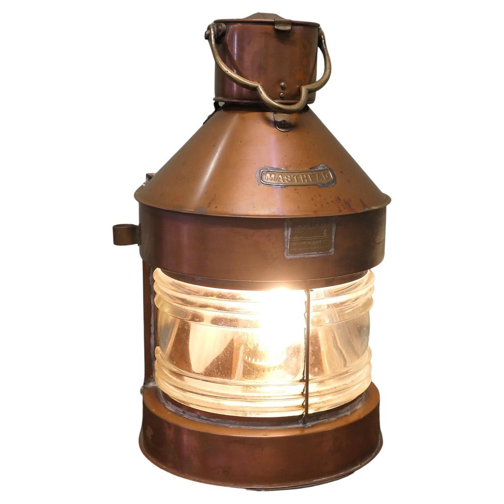 Weathered Ship's Masthead Copper Navigation Light, 1900s for sale at Pamono