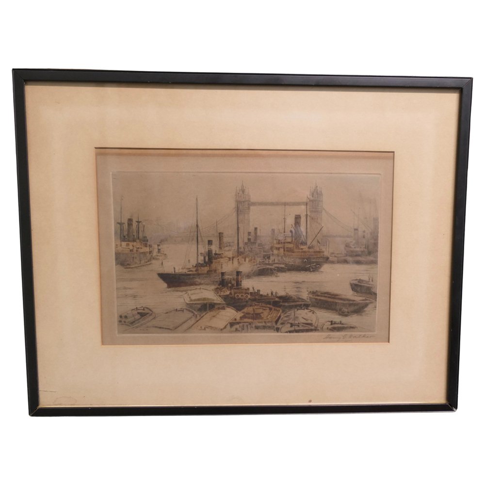 Henry G. Walker, London Bridge, 1920, Etching, Framed for sale at Pamono