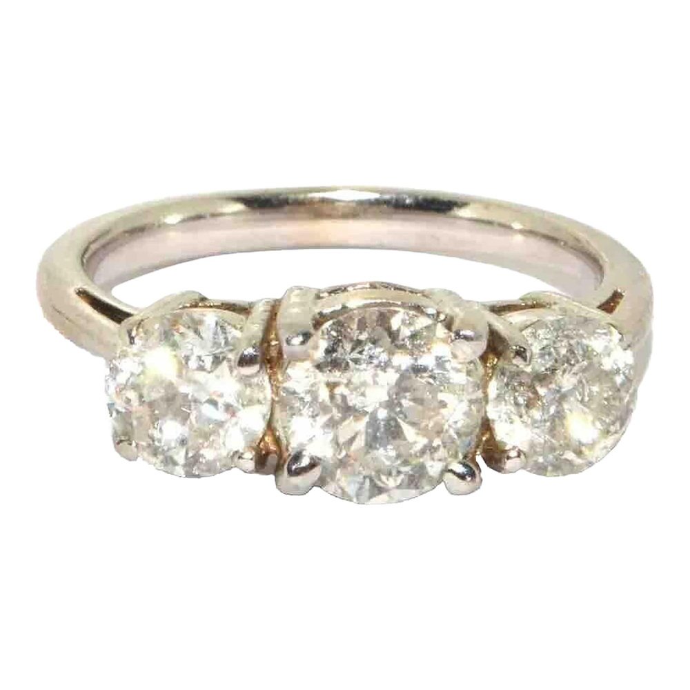 British 18 Karat White Gold Trilogy Engagement Ring with Diamond for ...