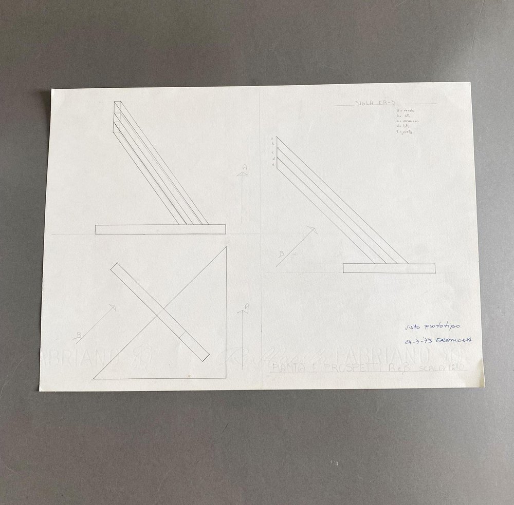 Edival Ramosa, Multicolor Floor Lamp Project, 1973, Pencil Drawing on ...