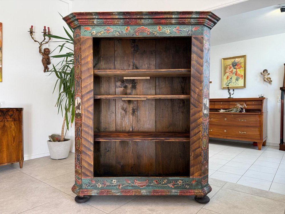 Hand-Painted Farmers Shelf, Bookcase, Tyrol Farmers Box, Riders Box ...