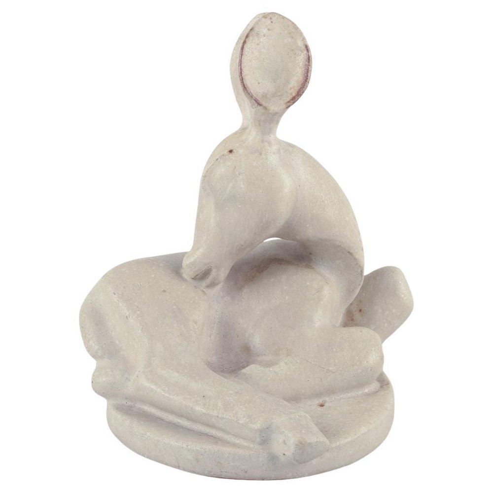 Glazed Ceramic Sculpture of a Fawn from Arne Bang for sale at Pamono