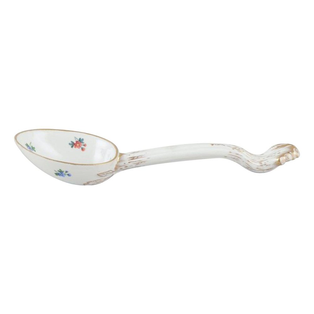 Large Antique Porcelain Spoon with Floral Motifs from Meissen, Germany ...
