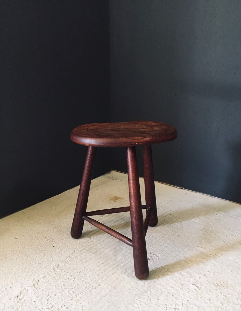 Kidney Shape Tripod Stool from an Artisan, France, 1920s for sale at Pamono