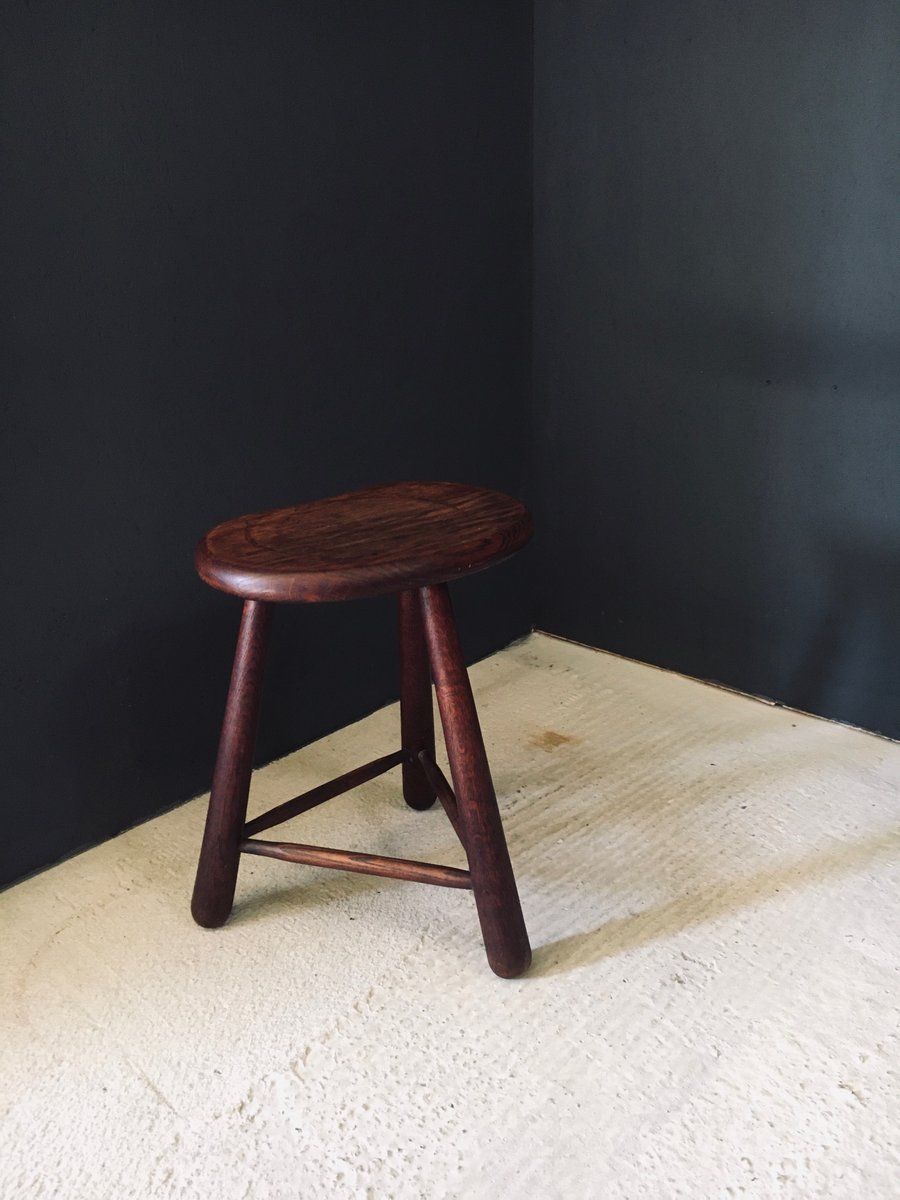 Kidney Shape Tripod Stool from an Artisan, France, 1920s for sale at Pamono