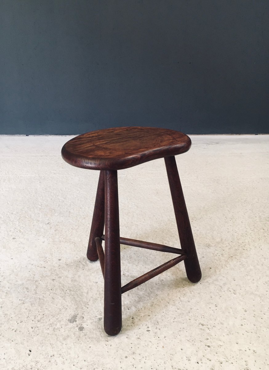 Kidney Shape Tripod Stool from an Artisan, France, 1920s for sale at Pamono