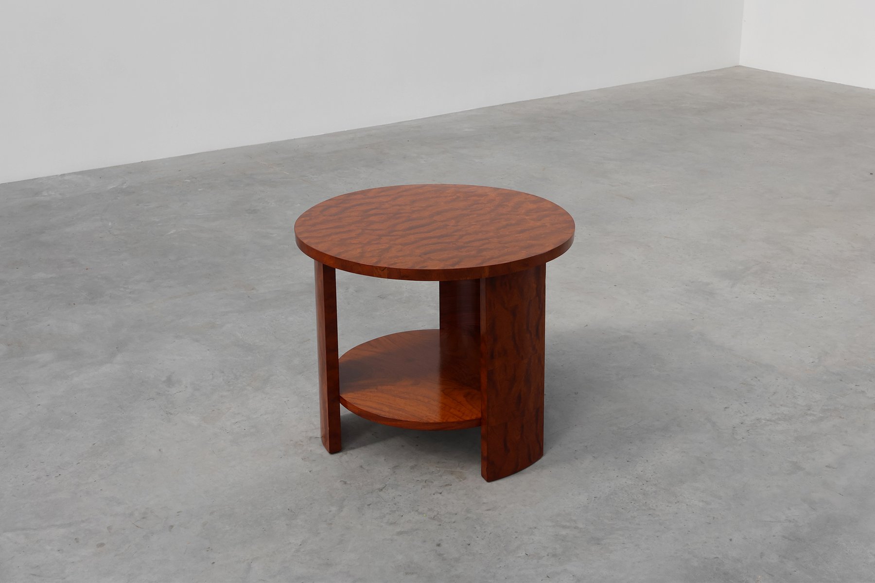 Art Deco Round Coffee Table in Burl Veneer, France, 1920s for sale at ...