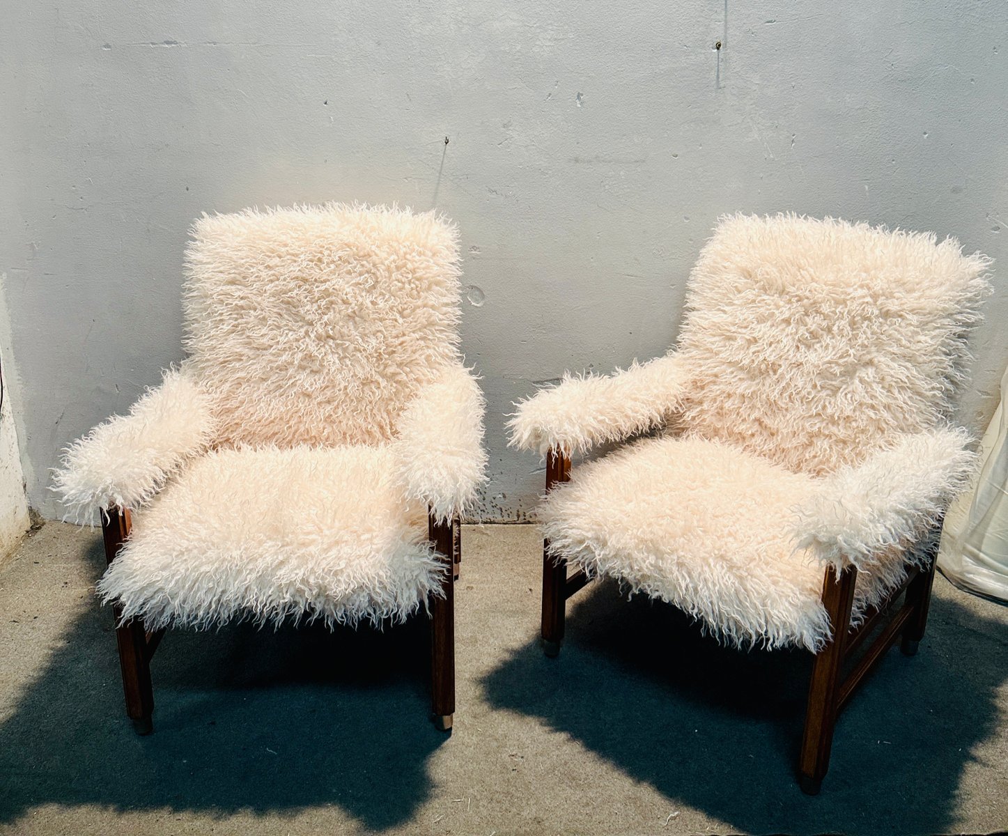 Vintage Chair in Long-Haired Wool, 1960s for sale at Pamono