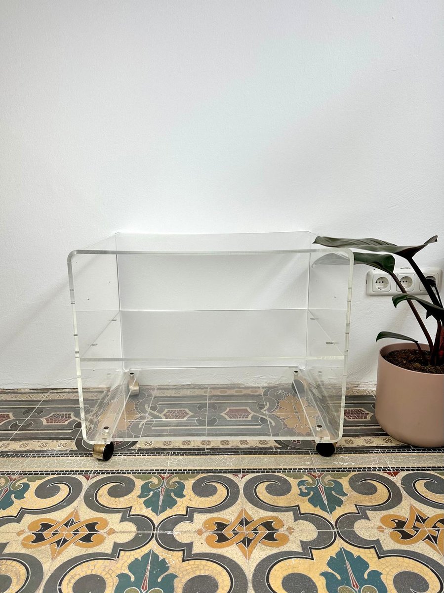 Vintage Space Age Acrylic Record Cart, 1960s for sale at Pamono