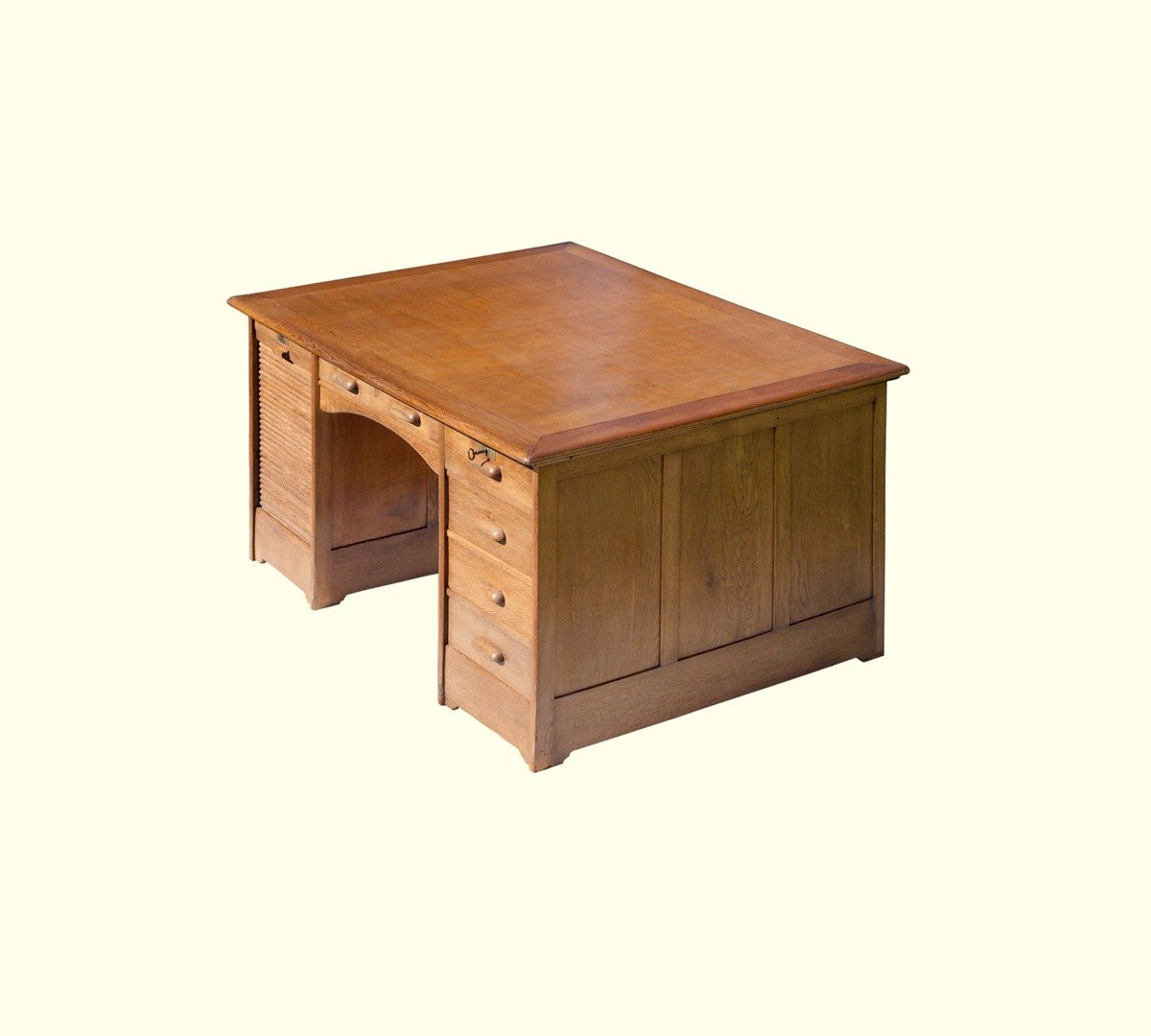 Antique Oak Desk with Two Workstations, 1890s for sale at Pamono