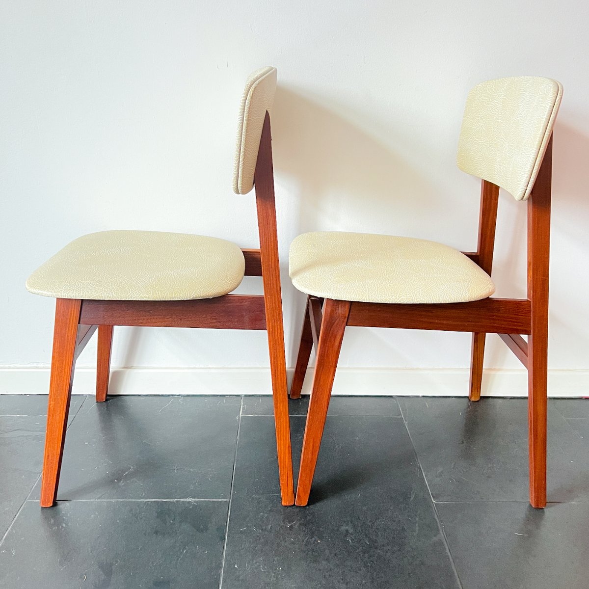 Vintage Dutch Chair in Wood and Faux Leather from Simpla-Lux, 1960s for ...