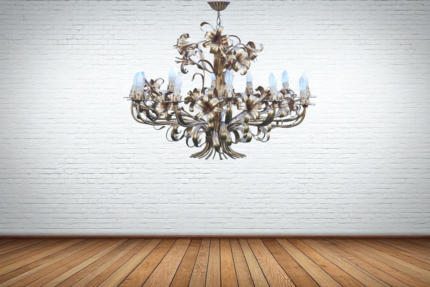 Large Hollywood Regency Calla Lily Chandelier with 12 Lights attributed ...
