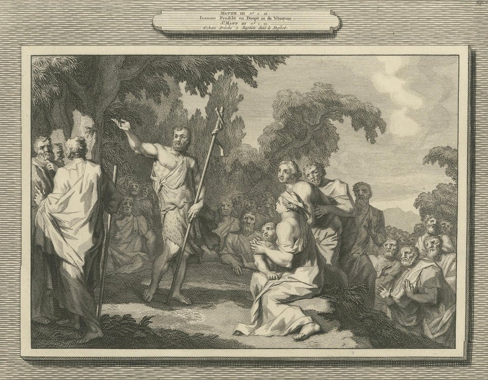 John the Baptist & Baptism of Christ Engraving, 1700, Paper for sale at ...