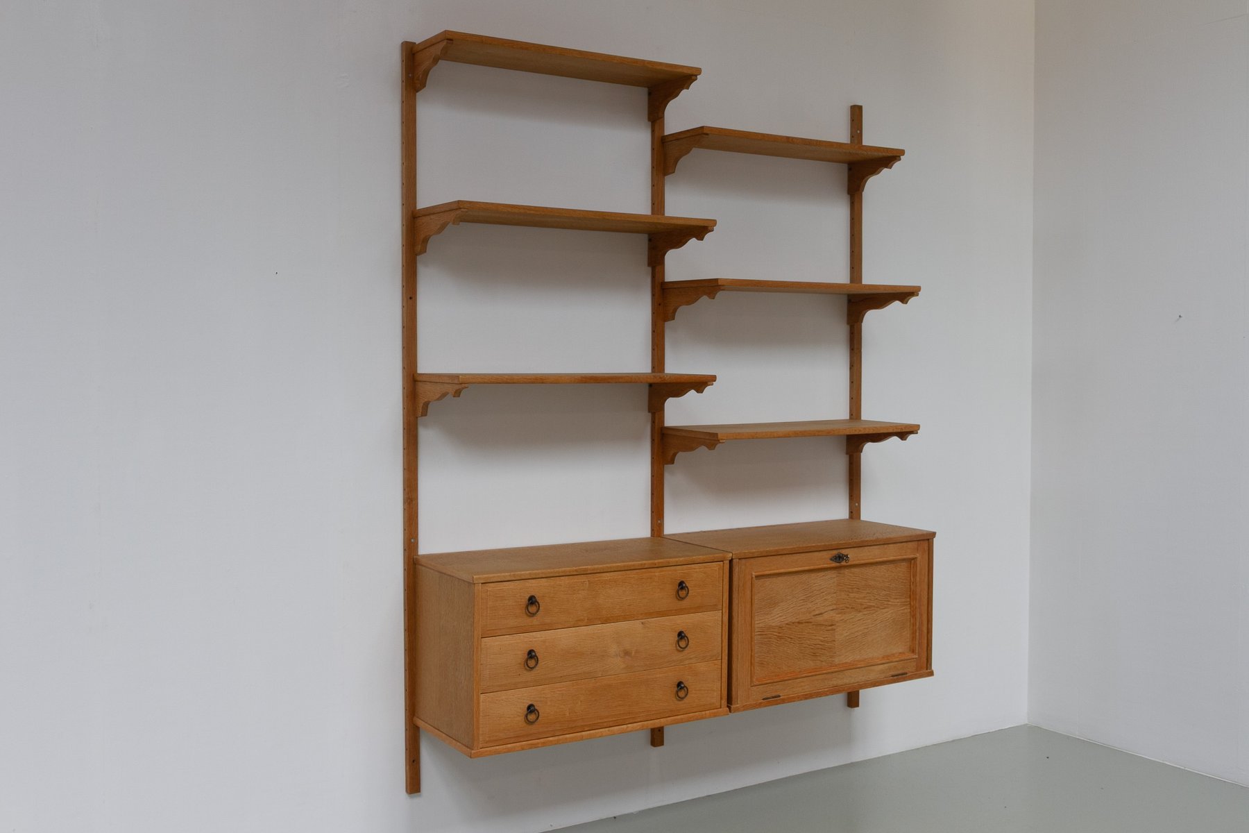 Mid-Century Danish Oak Shelving System in the style of Kjærnulf, 1960s ...