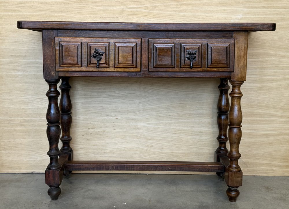 Spanish Console Table with Carved Drawers, 1940s for sale at Pamono