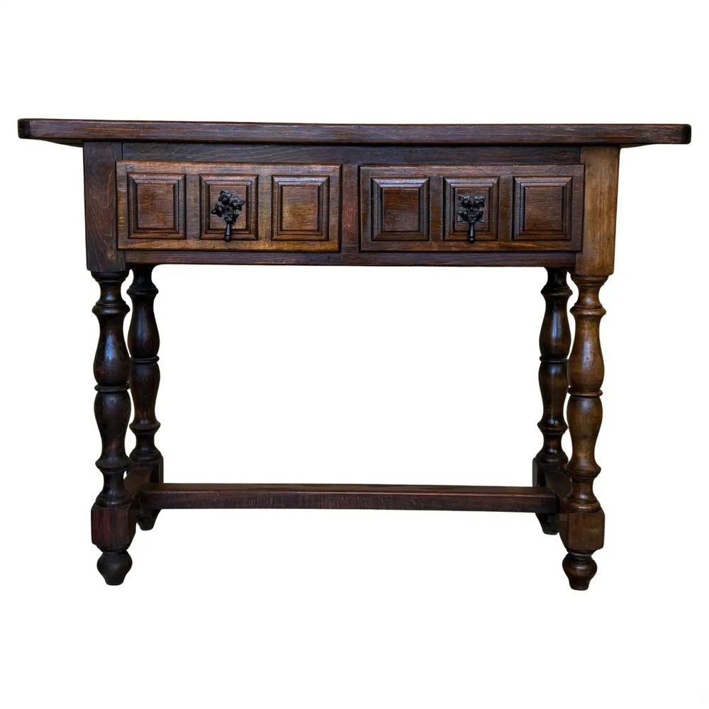 Spanish Console Table with Carved Drawers, 1940s for sale at Pamono