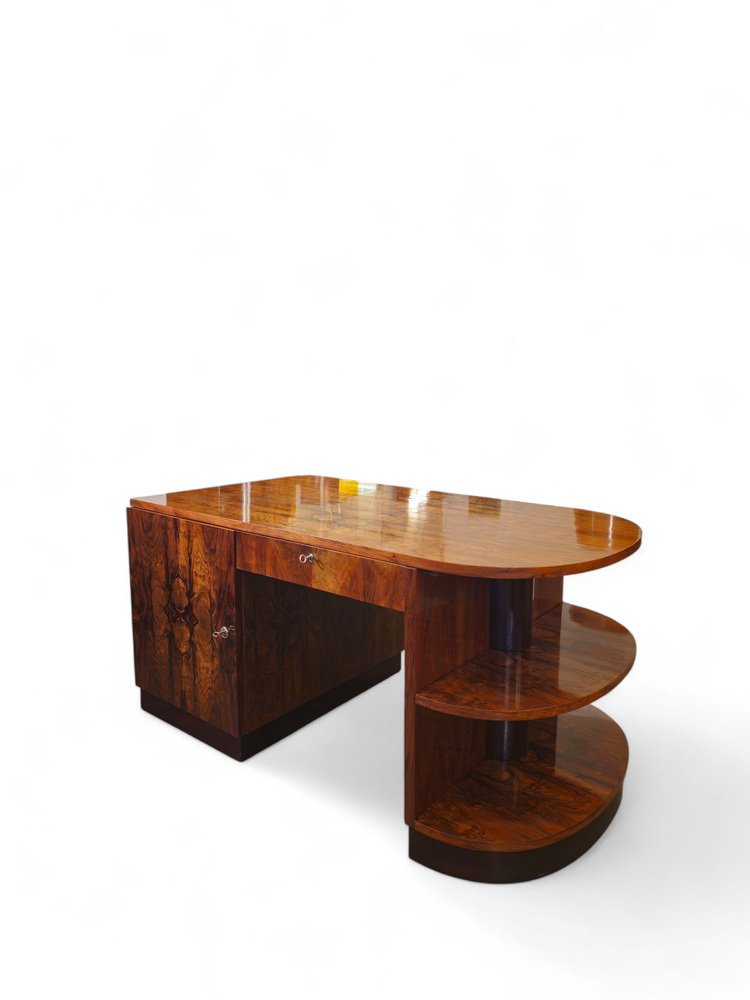 Belgian Art Deco Half-Moon Desk, 1930s for sale at Pamono