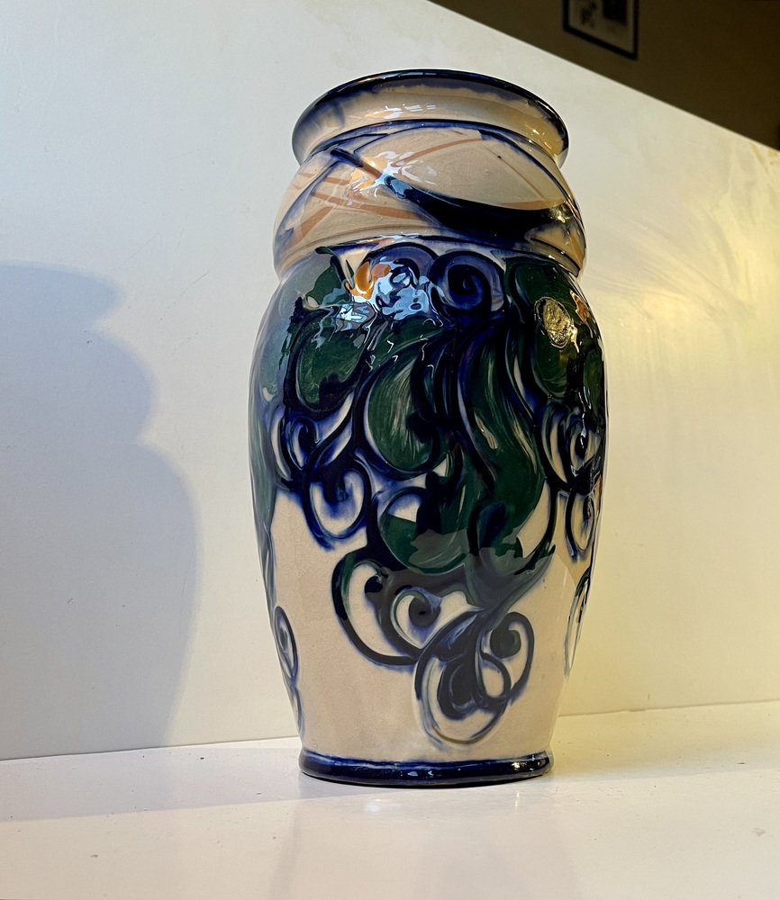 Large Art Nouveau Danish Hand-Glazed Vase from Danico, 1920s for sale at Pamono