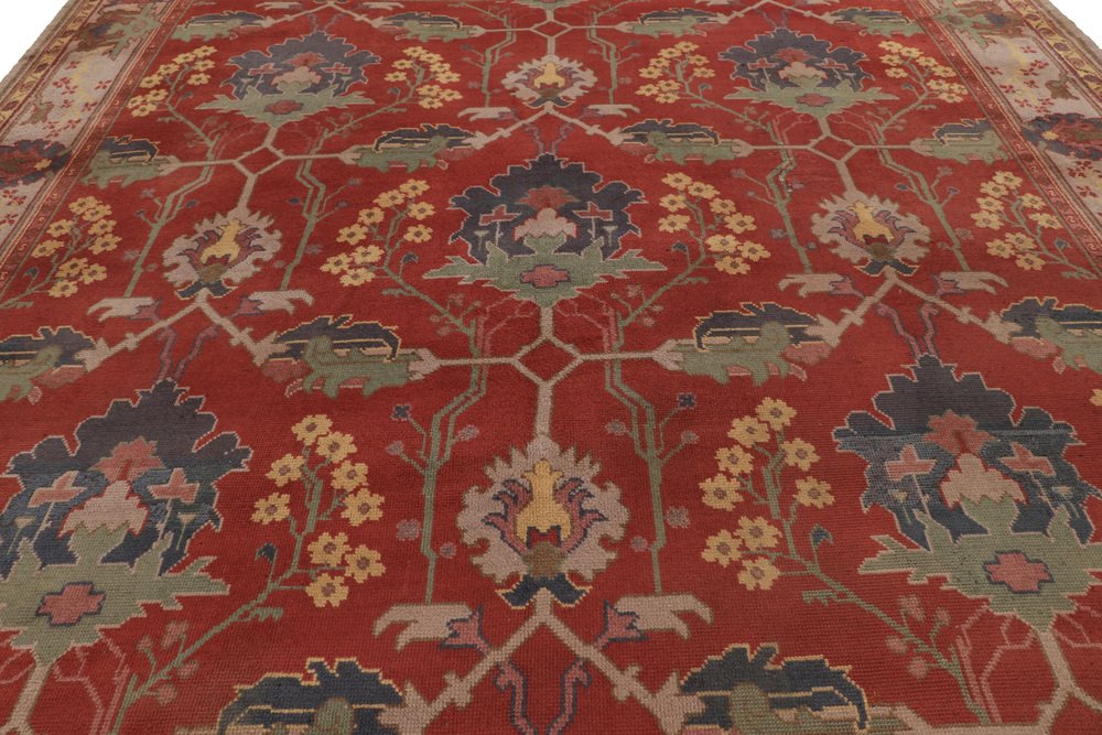 Antique Red Donegel Voysey Rug with Floral Pattern for sale at Pamono