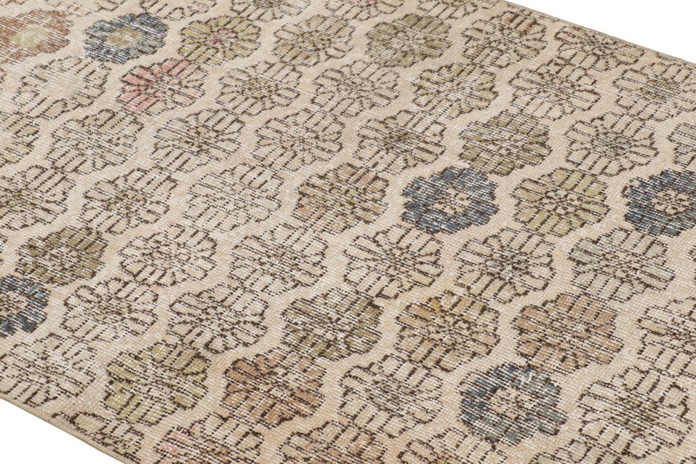 Vintage Runner in Beige with Colorful Floral Pattern by Zeki Múren for ...