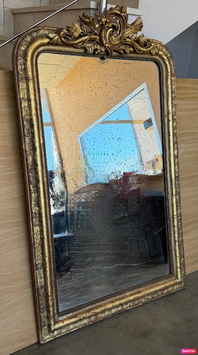 Large French Vertical Gilt Mirror with Floral Crest, 1890s for sale at ...