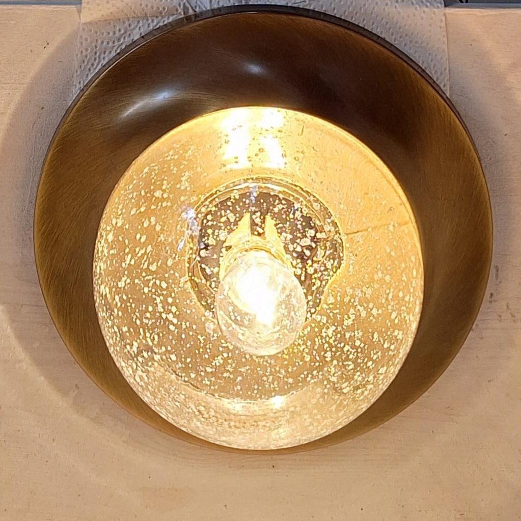 Vintage German Ceiling Lamp with Slightly Tinted Ice Glass Shade on Brass Mount, 1990s for sale ...