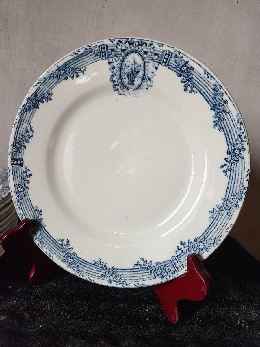 Small Vintage Blue Versailles Series Plates from Salins, 19th Century ...